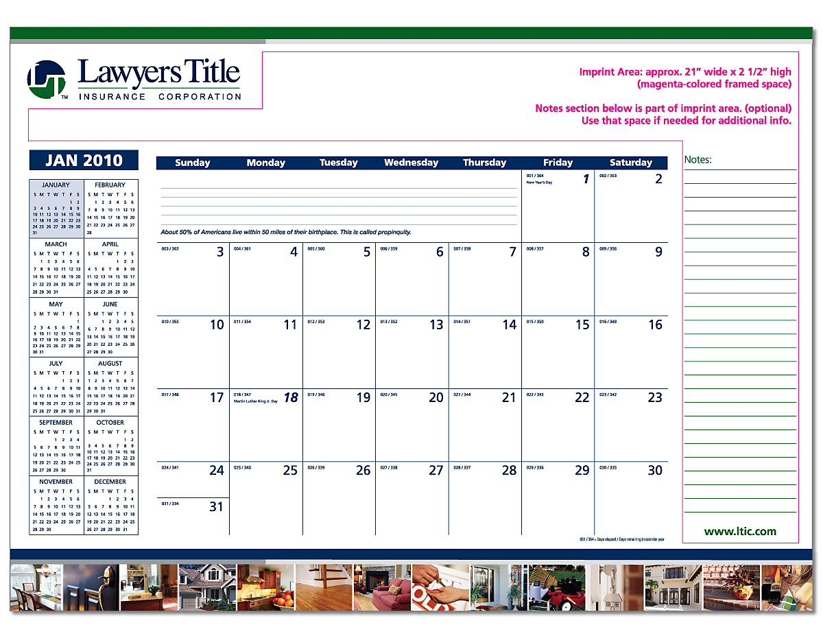 Lawyers Title Print Shop Desk Pad Calendars