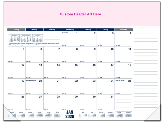 Desk Pad Calendar Grids