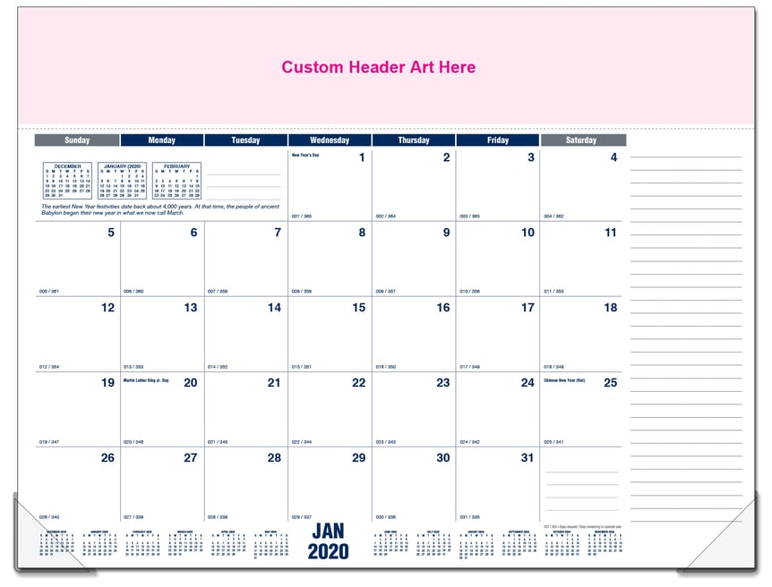 Desk Pad Calendar Grids